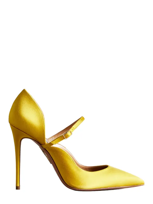 AQUAZZURA Bellezza 105 Satin Mary Jane Pumps - Yellow