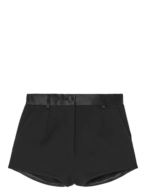 Dolce & Gabbana Satin-trimmed Wool-blend Shorts - Black