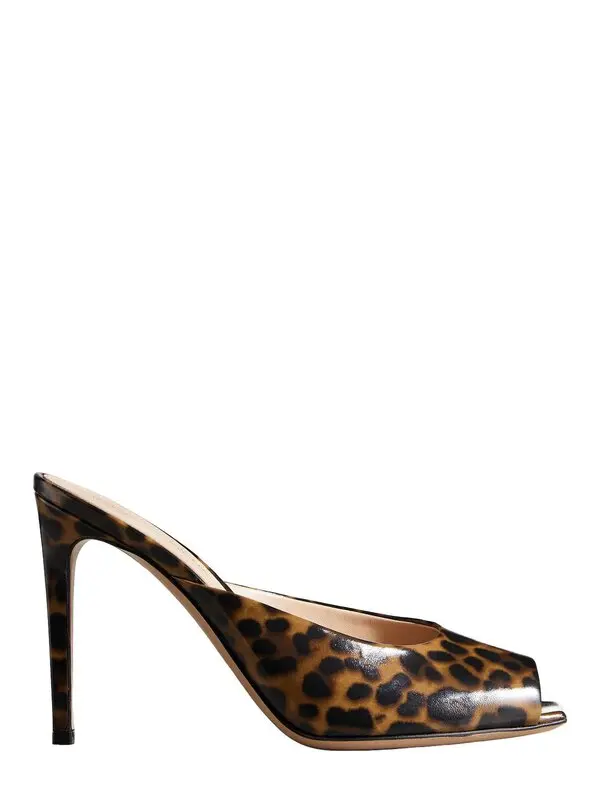 GIANVITO ROSSI Ethel 95 Leopard-print Leather Mules - Animal Print
