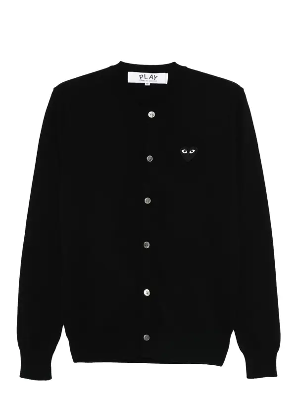 Play Comme Des Garcon Heart Patch Cardigan - Black