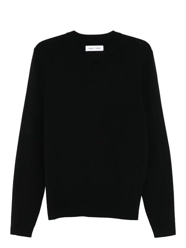 SAMSOE SAMSOE Knitted Crew Neck Sweater - Black