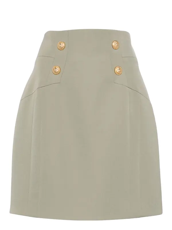 Balmain High-waisted Virgin Wool Miniskirt - Green