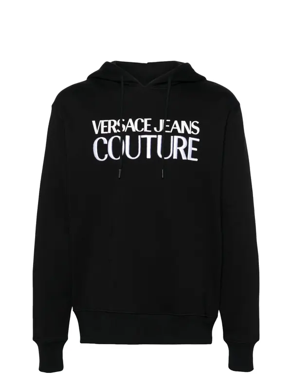 Versace Logo-embroidered Hoodie - Black