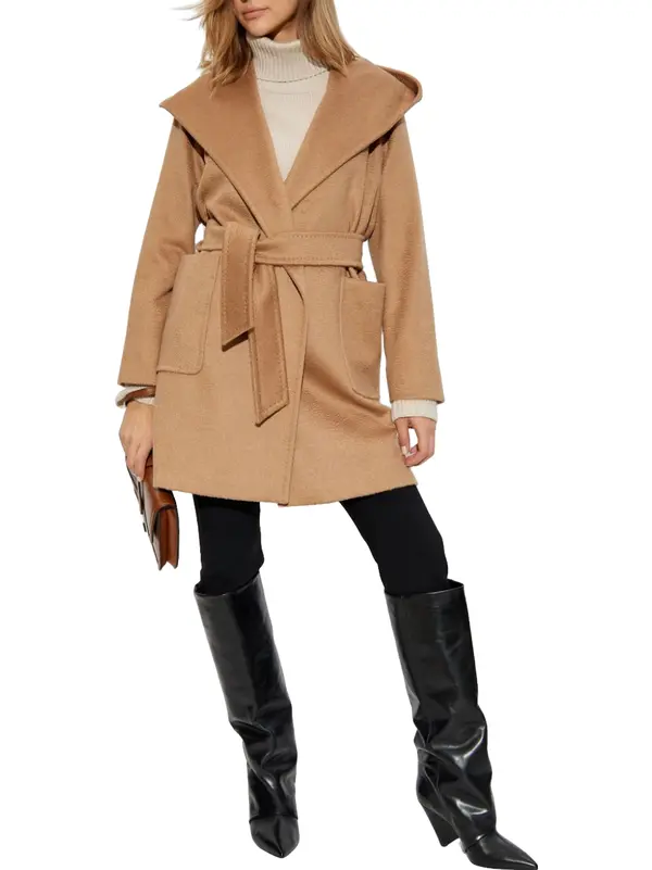 Max Mara Brushed Finish Belted Coat - Neutrals