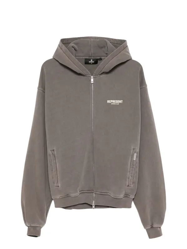 REPRESENT Logo-print Hoodie - Grey