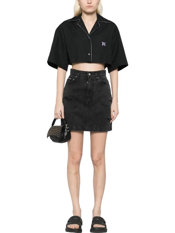 Palm Angels Cropped Shirt - Black