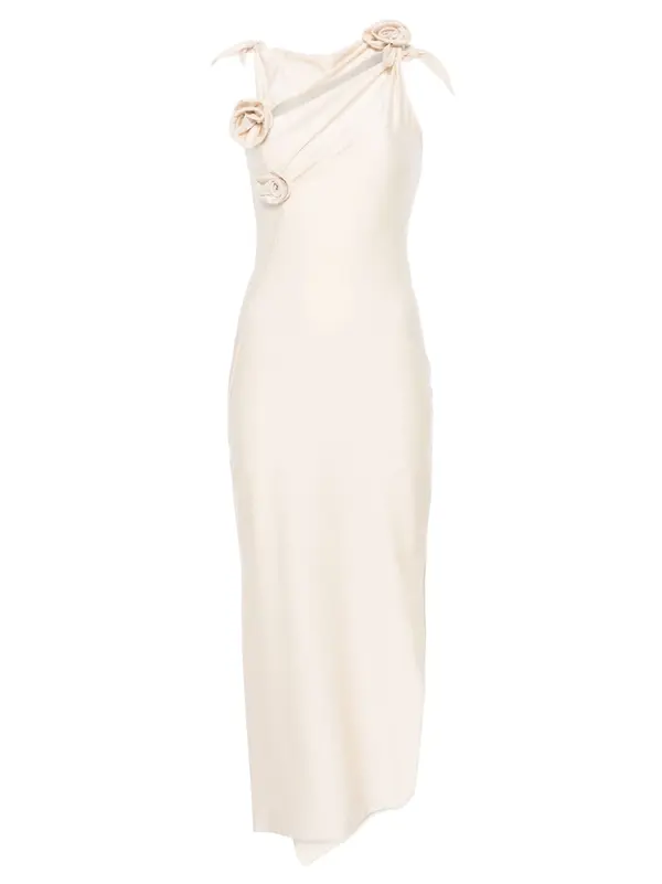 Coperni Floral-appliqué Maxi Dress - Neutrals