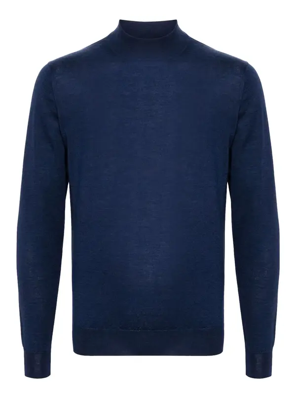 Fedeli Mock Neck Jumper - Blue