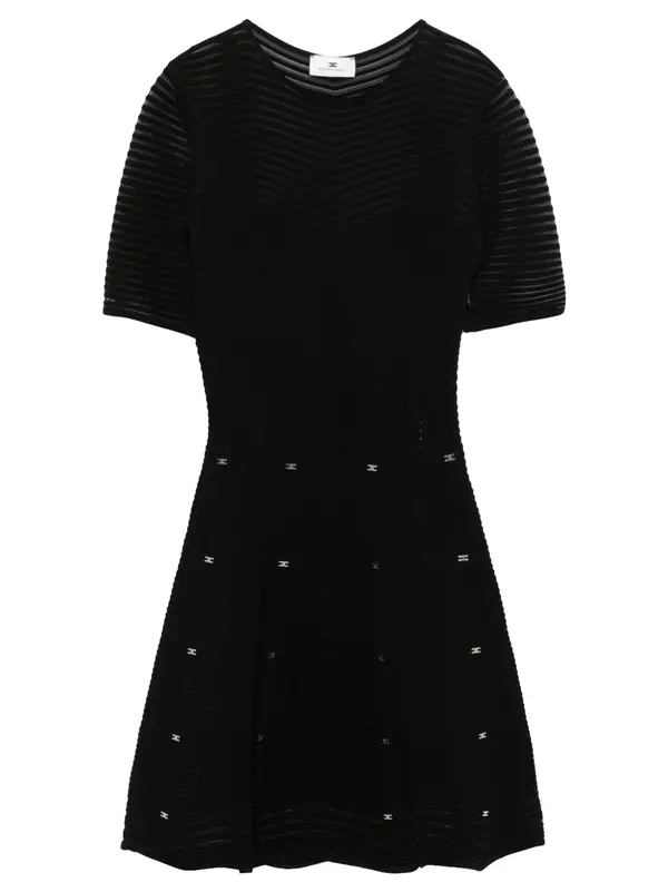 Elisabetta Franchi Herringbone-pattern Mini Dress - Black
