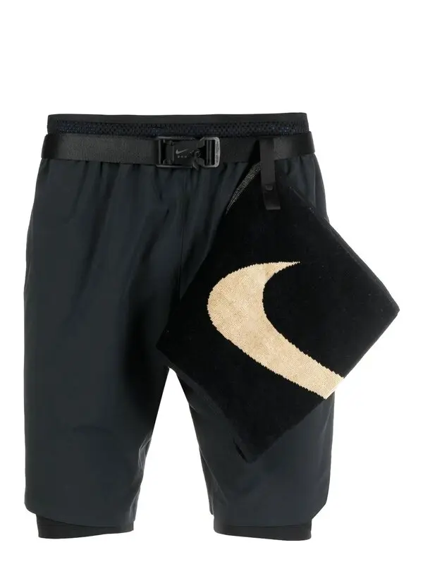 Nike Solid Color Belted Straight Shorts - Black