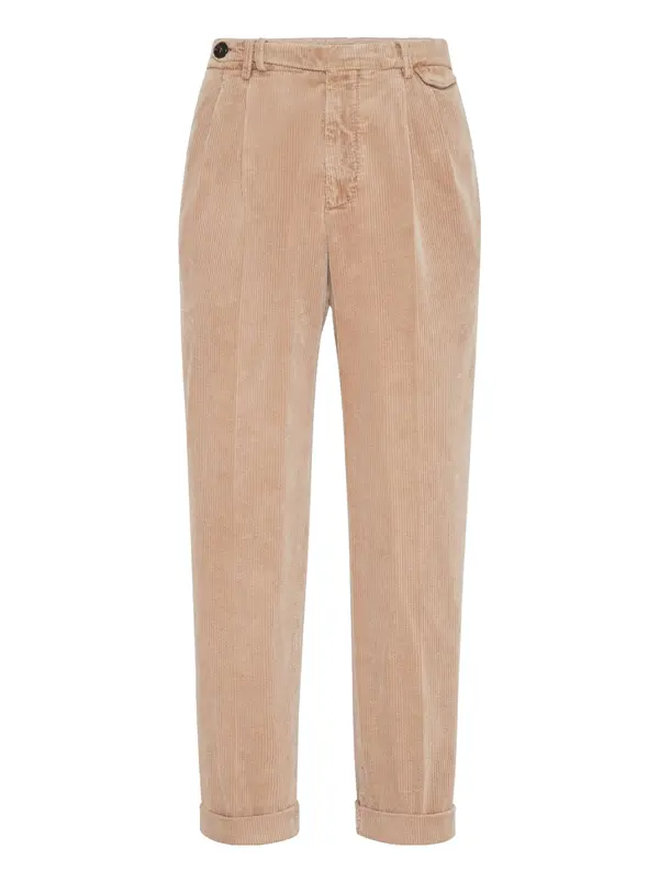 Brunello Cucinelli Corduroy Tapered Trousers - Neutrals
