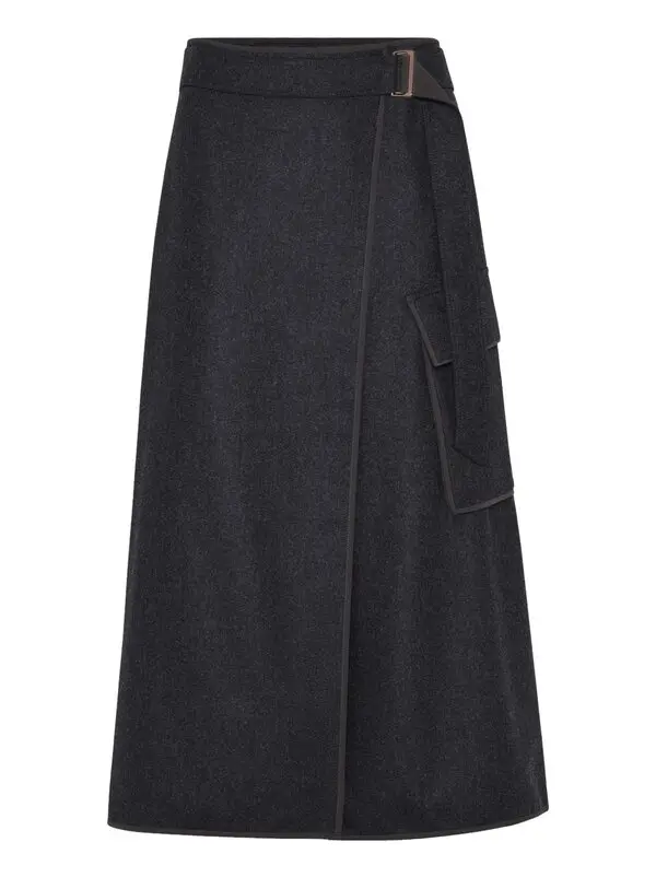 Brunello Cucinelli Wrap-design Midi Skirt - Black