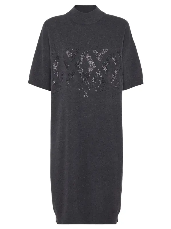 Brunello Cucinelli Sequin-embellished Midi Dress - Grey