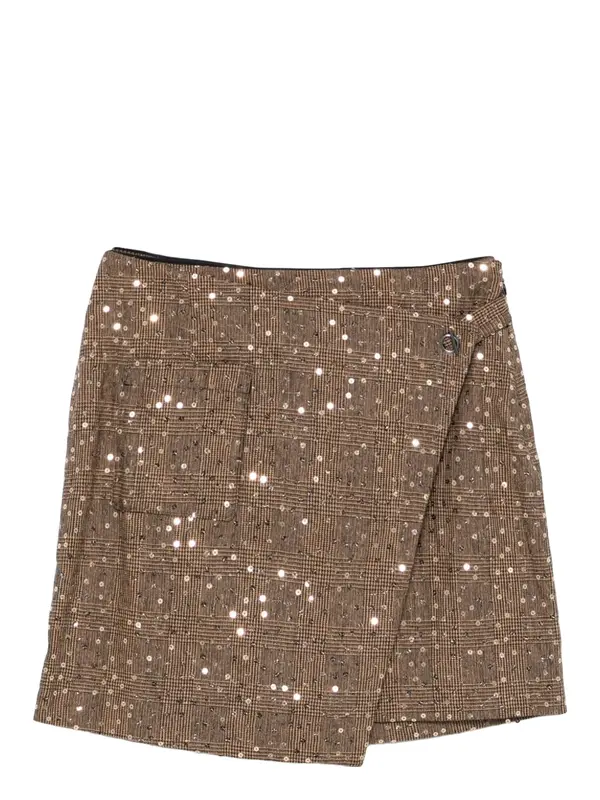 Dkny Sequined Prince Of Wales Mini Wrap Skirt - Yellow