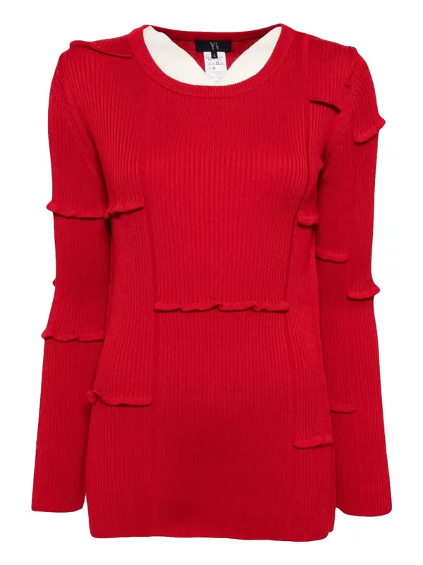 Y’s Pleat Rib Knit Jumper - Red