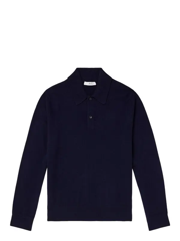 Mr P. Cliff Cashmere Polo Shirt - Blue