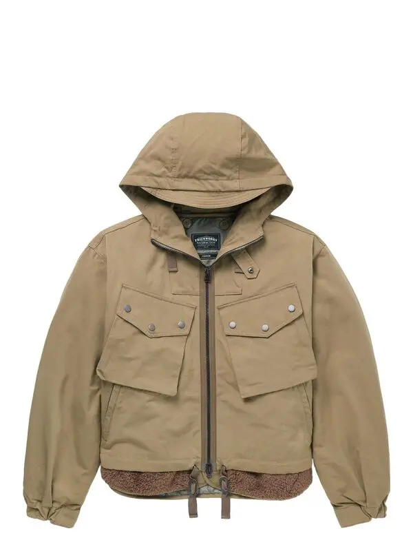 FRIZMWORKS Smock Cotton-blend Twill Hooded Jacket With Fleece-trimmed Liner - Neutrals