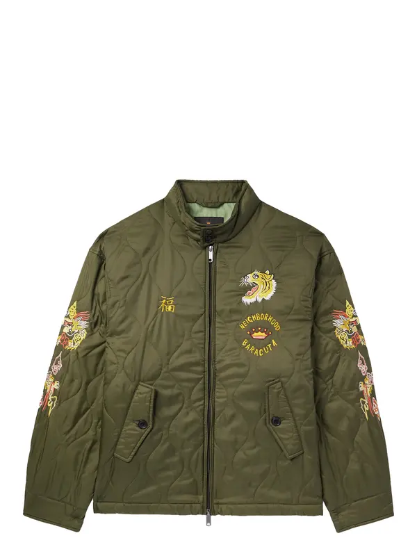 BARACUTA X Neighborhood Embroidered Quilted Jacket - Green