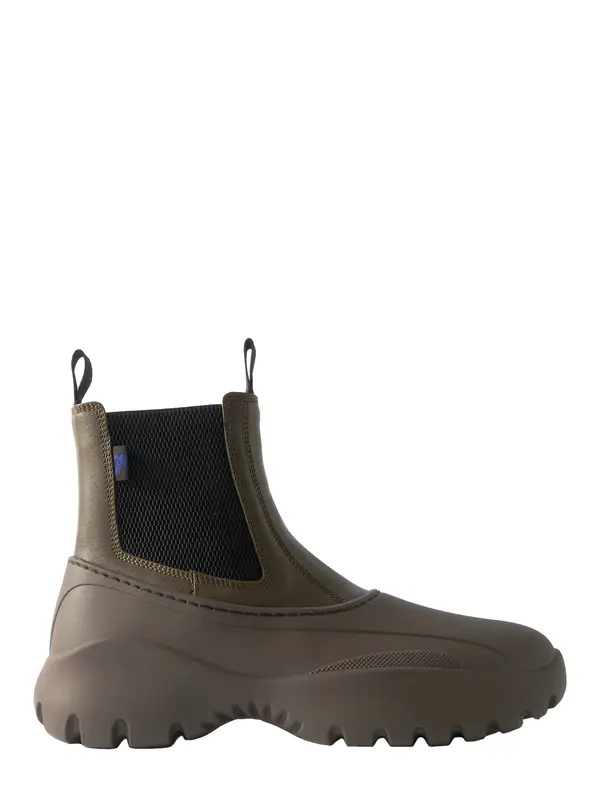 Burberry Leather And Rubber Chelsea Boots - Green