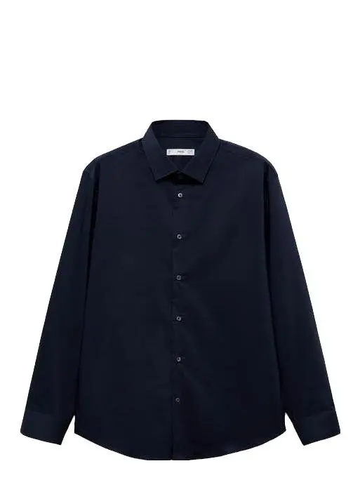 Mango Stretch Button-up Shirt - Dark Navy