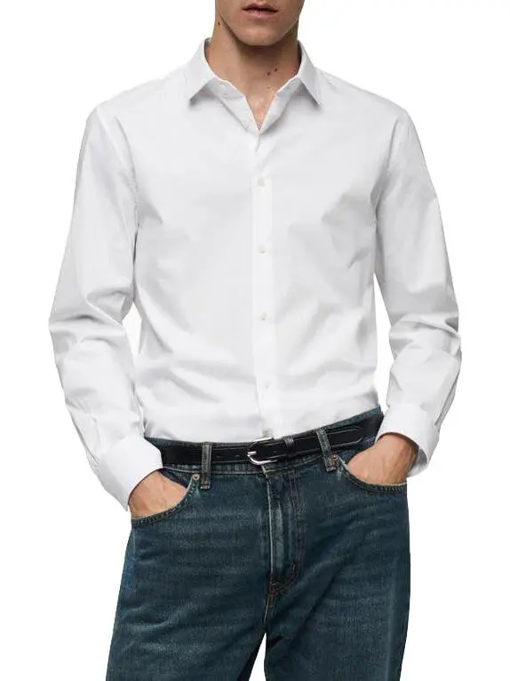 Mango Stretch Button-up Shirt - White