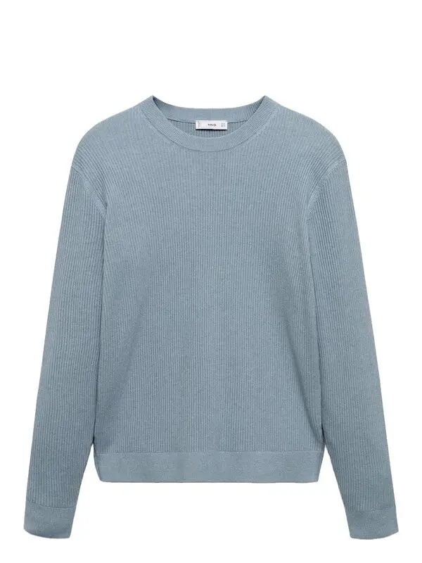 Mango Ribbed Crewneck Sweater - Sky Blue
