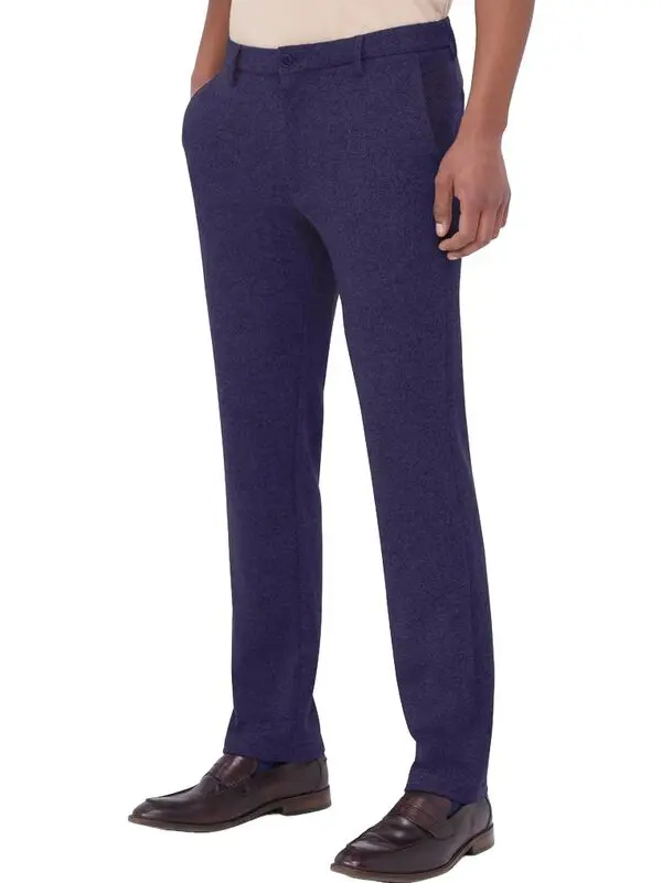 Bugatchi Flat Front Wool & Cotton Blend Chino Pants - Navy