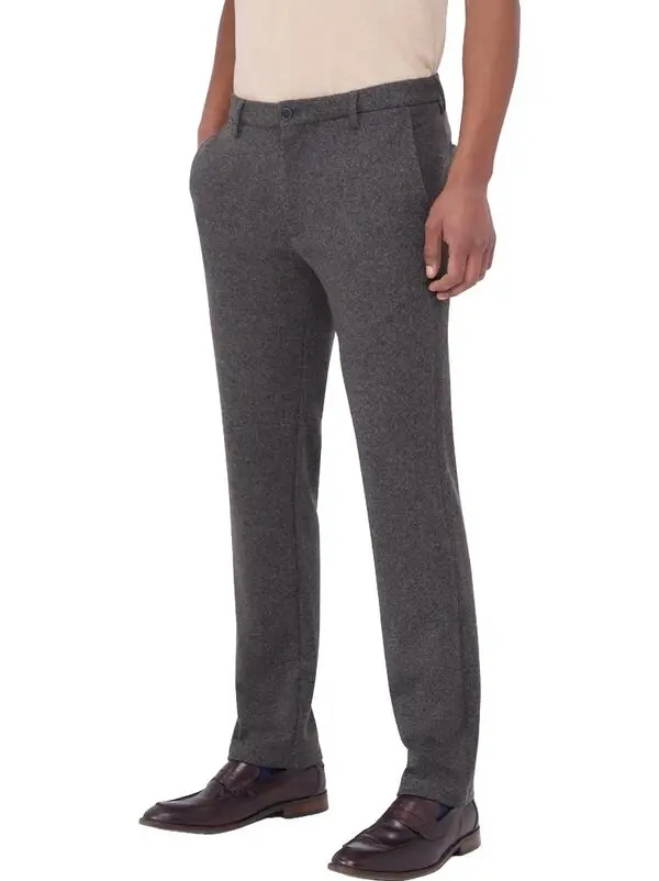 Bugatchi Flat Front Wool & Cotton Blend Chino Pants - Zinc