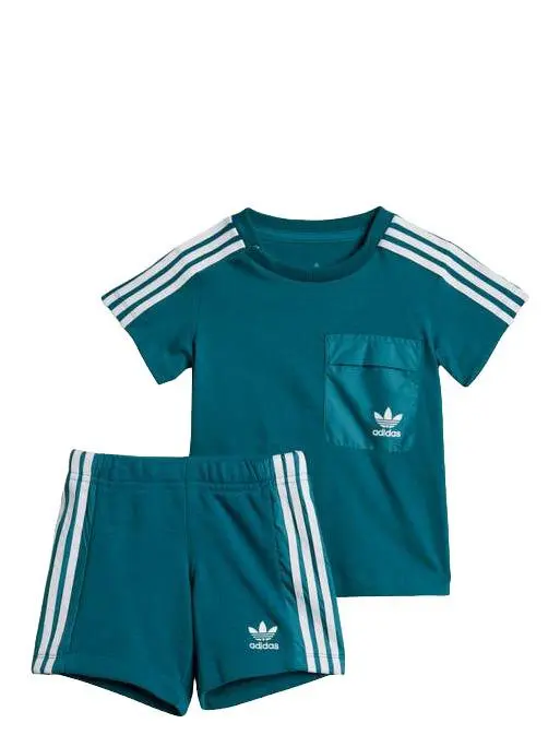 Adidas Adicolor Newness Pocket T-shirt & Shorts Set - Legacy Teal