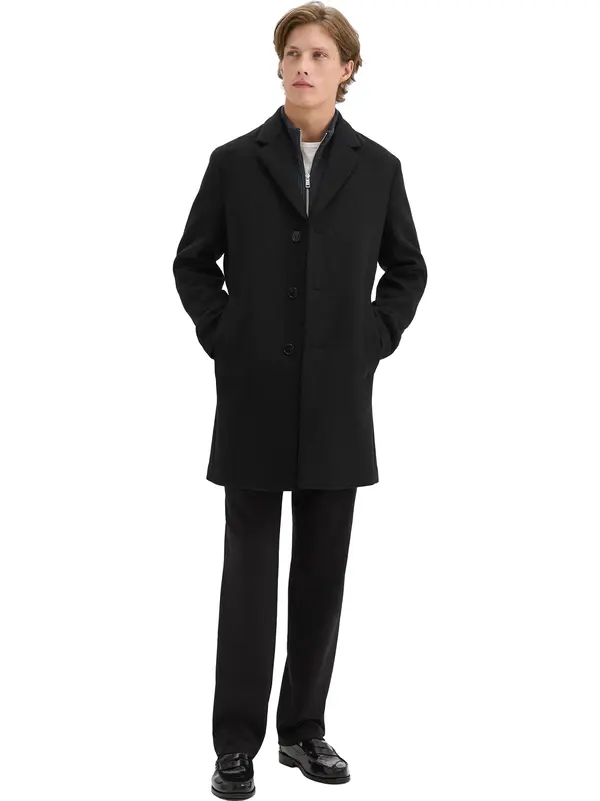 Theory 3-button Topcoat In Recycled Wool-blend Melton - Black