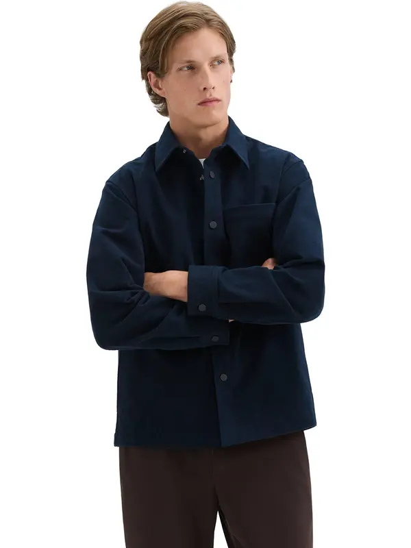 Theory Shirt Jacket In Moleskin Twill - Baltic