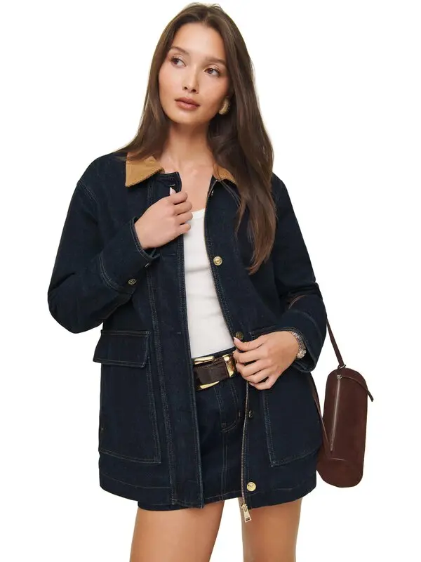 REFORMATION Archer Denim Jacket - Blue