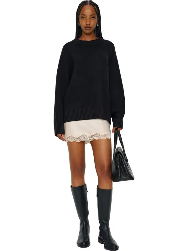 REFORMATION Cove Cashmere Oversized Crew Sweater - Black