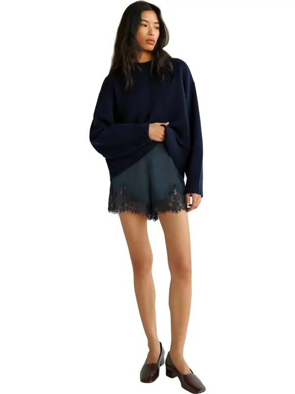 REFORMATION Cove Cashmere Oversized Crew Sweater - Blue