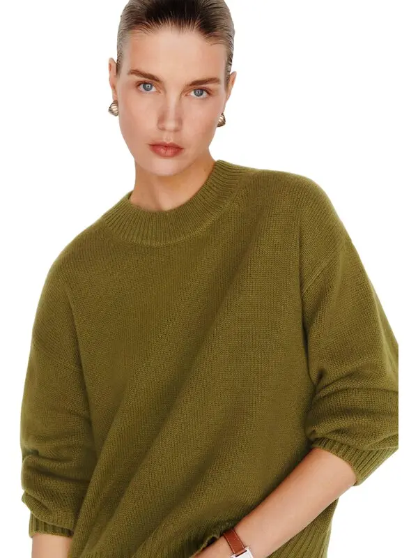 REFORMATION Cove Cashmere Oversized Crew Sweater - Green