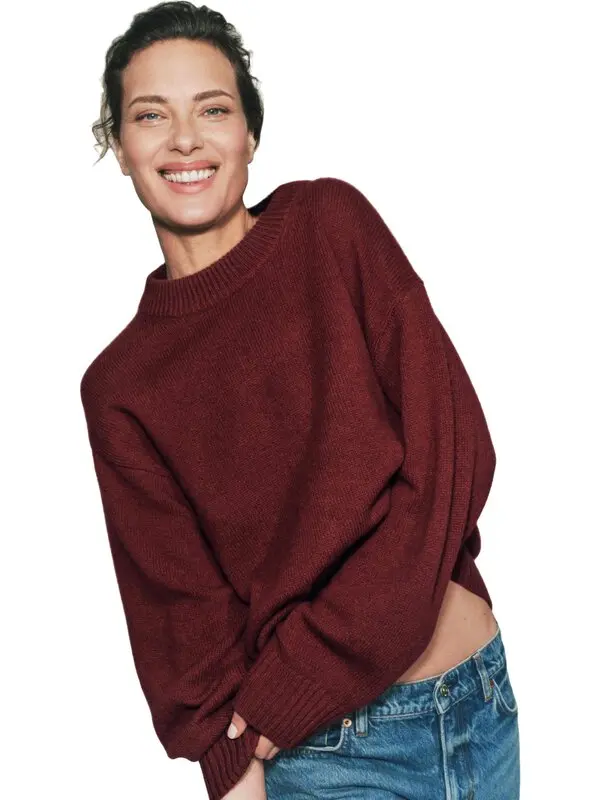REFORMATION Cove Cashmere Oversized Crew Sweater - Red
