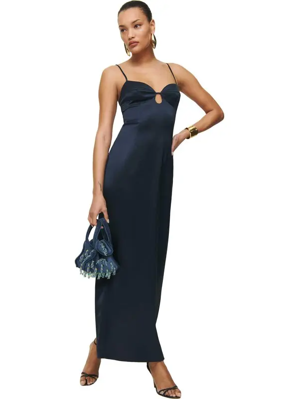 REFORMATION Sathia Satin Dress - Blue