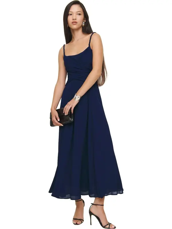 REFORMATION Raina Sleeveless Midi Dress - Blue