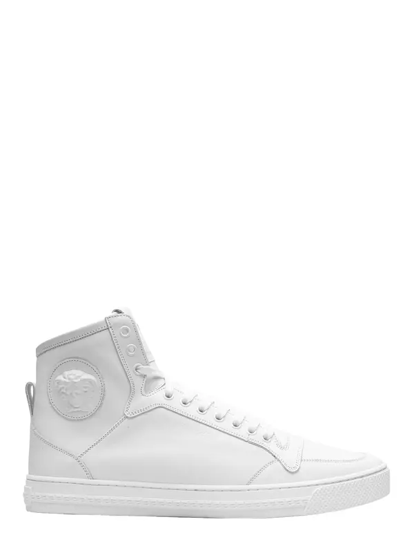 Versace High-top Leather Sneakers - White
