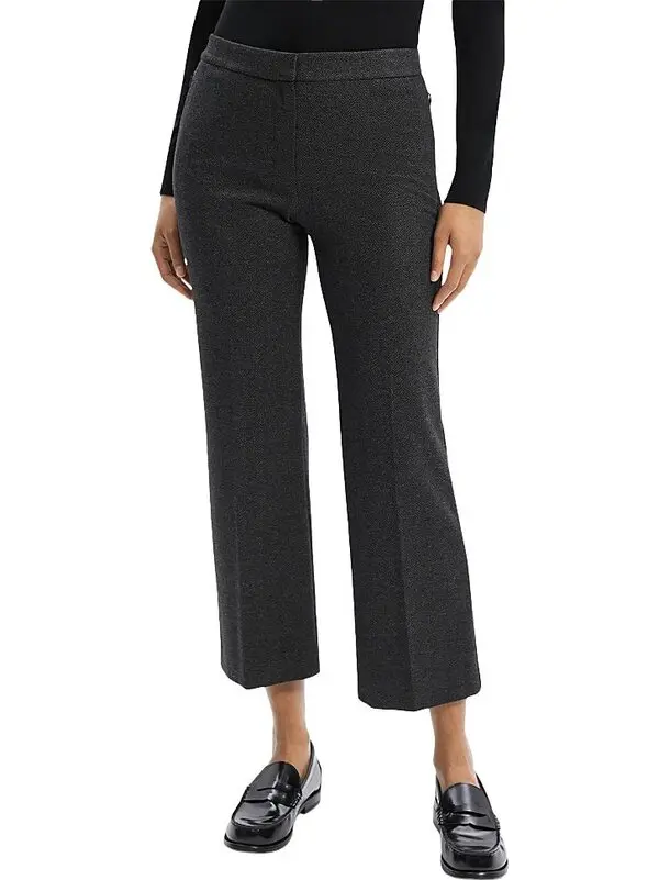 Theory Cropped Kick Flare Trousers - Charcoal Melange
