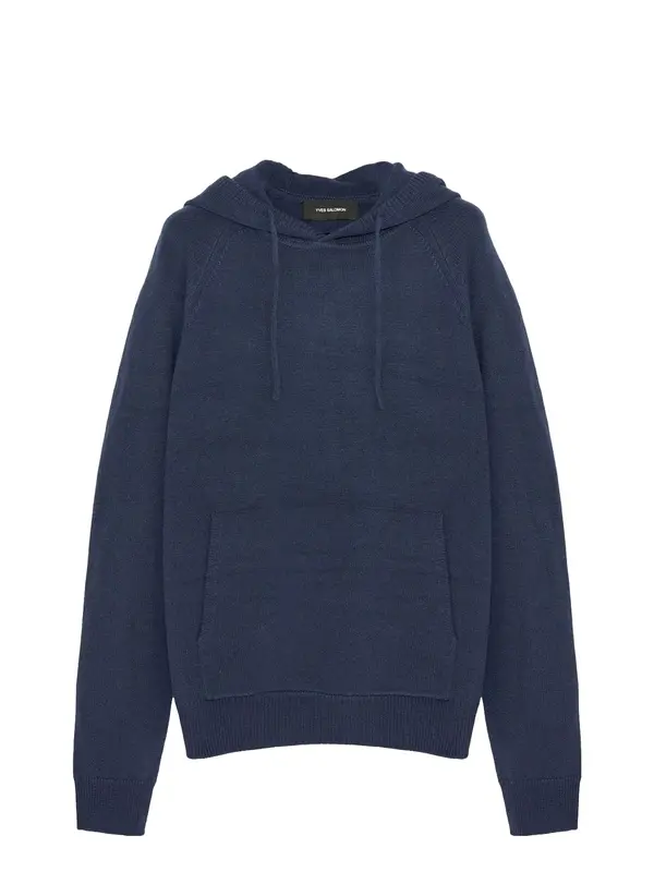 YVES SALOMON Knit Hoodie - Blue