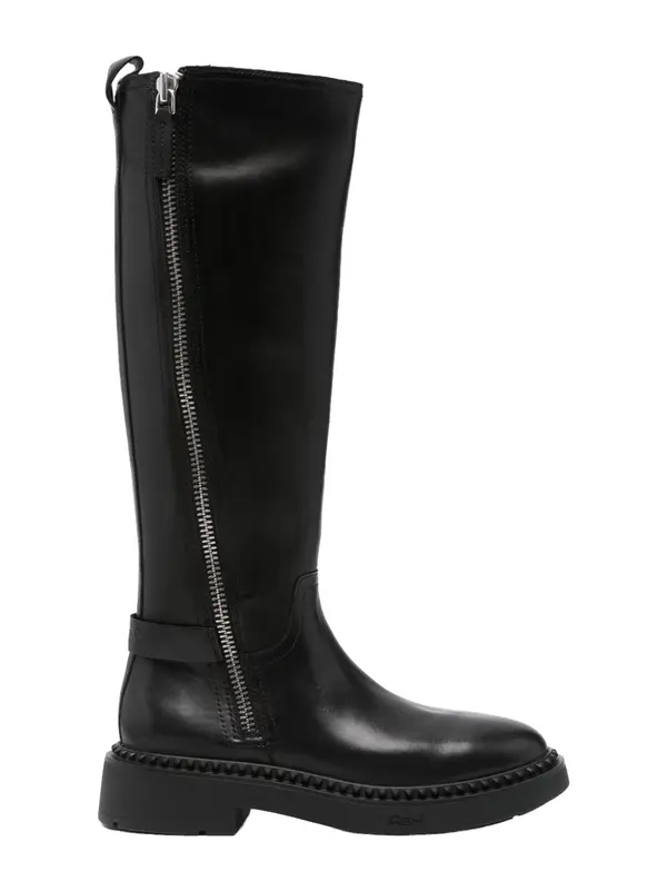Ash Leather Knee High Boots - Black