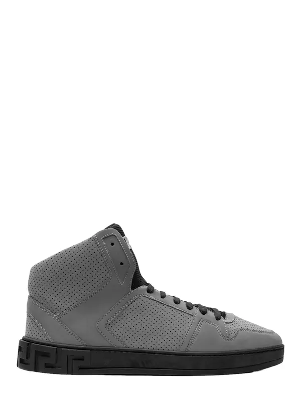 Versace Greca Embossed High-top Sneakers - Grey