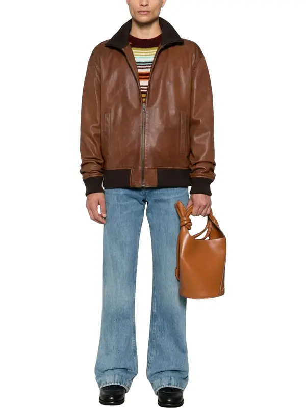Loewe Zip-up Leather Jacket - Brown