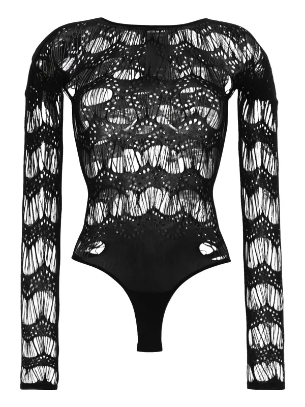 Saint Laurent Ladder-knit Jersey Bodysuit - Black