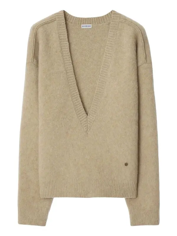 Burberry Plunging V-neck Jumper - Neutrals