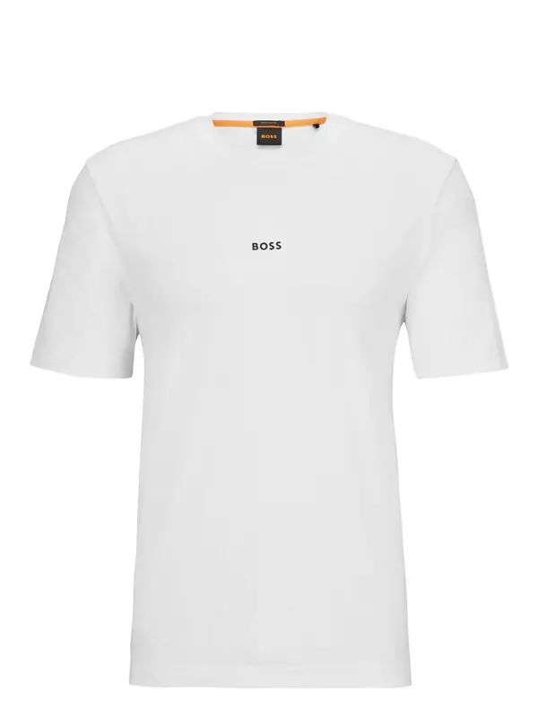 BOSS Logo-print Crew-neck Cotton T-shirt - White
