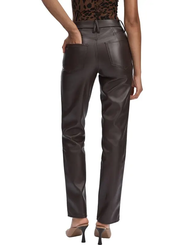 Good American Faux Leather Trousers - Black/brown