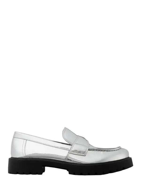 Tory Burch Lug-sole Leather Loafers - Silver