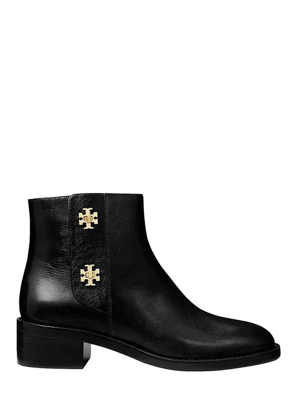 Tory Burch T-lock Leather Ankle Boots - Perfect Black